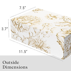 Sorarto Luxury Magnetic Gift Box | Sturdy Reusable Decorative Gift Boxes for Groomsmen & Bridesmaid Proposal, Wedding, Fancy Birthday Presents in White Linen Fabric Paper, 11.5" x 7.5" x 3.5" (Golden Bouquet)