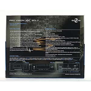 Dune HD Pro Vision 4K Solo | HDR10+ | Ultra HD | 3D | DLNA | Media Player and Android Smart TV Box | RTD1619 | 3.5 SATA HDD Rack | HD-Audio, 2X HDMI, BT, WiFi, 4GB / 32GB