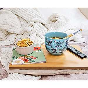 Disney Lilo & Stitch Japanese Ceramic Dinnerware Set | Includes 20-Ounce Ramen Noodle Bowl and Wooden Chopsticks