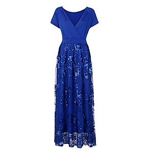 Plus Size Tulle Dresses for Women Sleeve Short Size Mesh Dress Floral Women Party Little Dress for Women Plus Size Blue