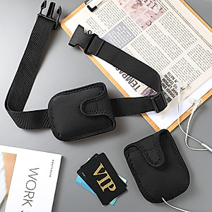 Mic Belt with 2 Pack Pouches Anti Dropping Strap Fitness Instructor Detachable Neoprene Microphone Transmitter Carrier Pouch Adjustable Belt Waistband Bag for Fitness Instructor Speaking Theatre