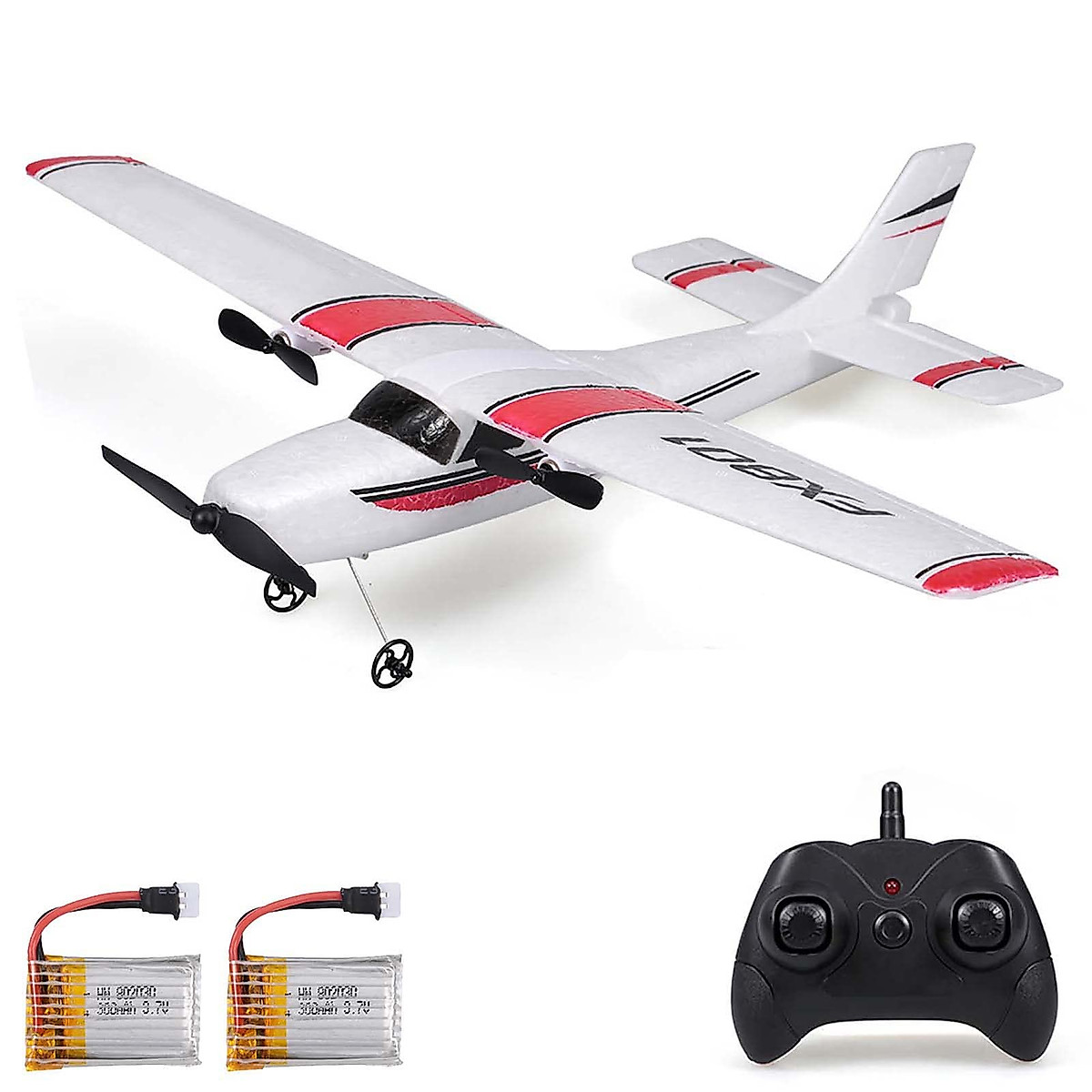 GoolRC FX801 RC Airplane, 2.4GHz 2CH Remote Control Airplane, EPP Foam RC Plane, Fixed Wing RC Aircraft, Easy to Fly RC Glider Toys for Kids, Boys and Beginners with 2 Batteries