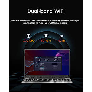 DERE Laptop with Fingerprint Unlock 15.6" Laptop Computer with Full-Size Backlit Keyboard Intel Celeron N5095 Processor 12GB DDR4+256GB SSD, 1920x1080 FHD Windows 10, 5G WiFi, USB 3.0 MBook M11 Silver