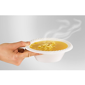 BluShine 250 Pack – 12 Oz Disposable Plastic Soup Bowl Plates – Extremely Strong and Sturdy – Heat-Resistant and Soak-Proof - Does Not Melt or Cave in Microwave – Heavy Duty BPA-Free Plastic