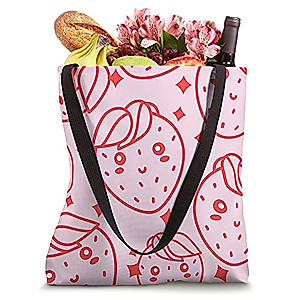 Kawaii Pink Pastel Aesthetics Cute Berries Red Strawberry Tote Bag