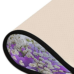 Purple Flowers and Butterflies Kitchen Rugs Non-Slip Soft Doormats Bath Carpet Floor Runner Area Rugs for Home Dining Living Room Bedroom 72" X 24"