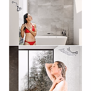 Hibbent All Metal Shower Head Elbow Adapter, 360 ° Adjustable Swivel Brass Showerhead Adapter, Stainless Steel Shower Arm Extension for Fixed and Rain Showerhead, Wall Mounted Shower Connector, Chrome