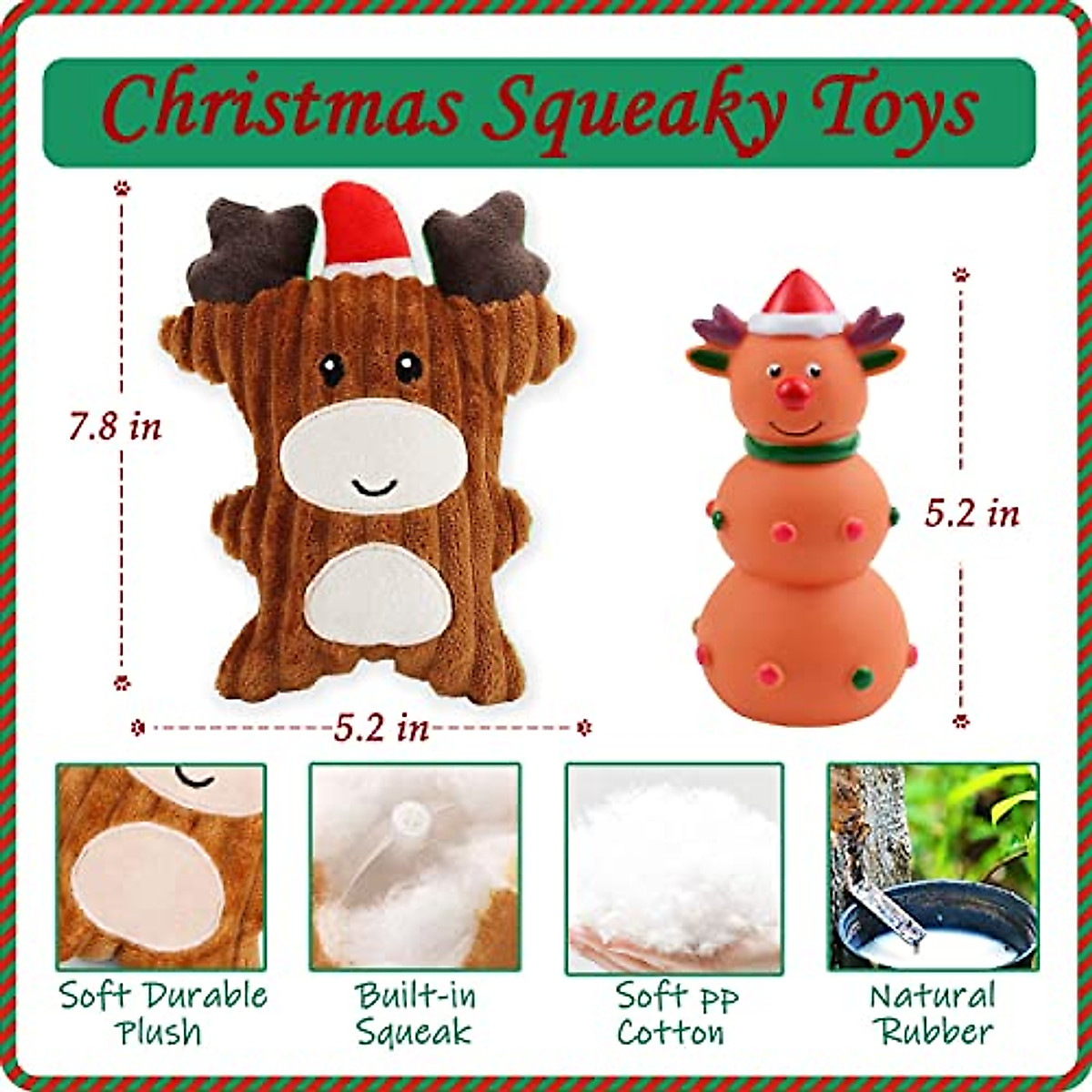 Lobeve Christmas Dog Toys Pack for Puppies,7 Pack Holiday Puppy Toys for Small Dogs,Puppy Chew Toys with Cute Squeaky Toys,Xmas Dog Flying Discs,Treat Ball and More Rope Toys