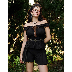 Scarlet Darkness Black Renaissance Belts for Women Costume Tied Belts Medieval Accessories Black