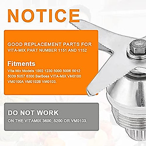 Hicello Wet Blade Assembly, Stainless Steel Blender Replacement Parts, Six Blades Blender Blade Compatible with Vitamix 1151,1152
