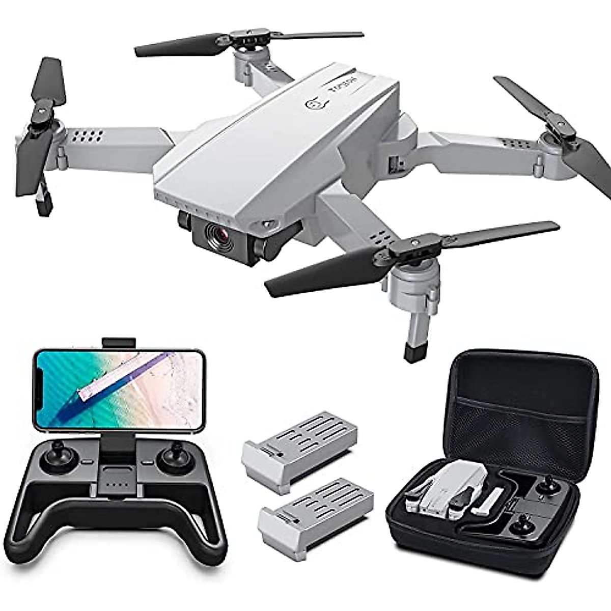 Tomzon D25 Drone with Camera for Adults 4K UHD, FPV Quadcopter Foldable for Beginners with Optical Flow Positioning, Headless Mode, Hand Gesture Photographing, 3D Flips, 2 Batteries with Storage Bag
