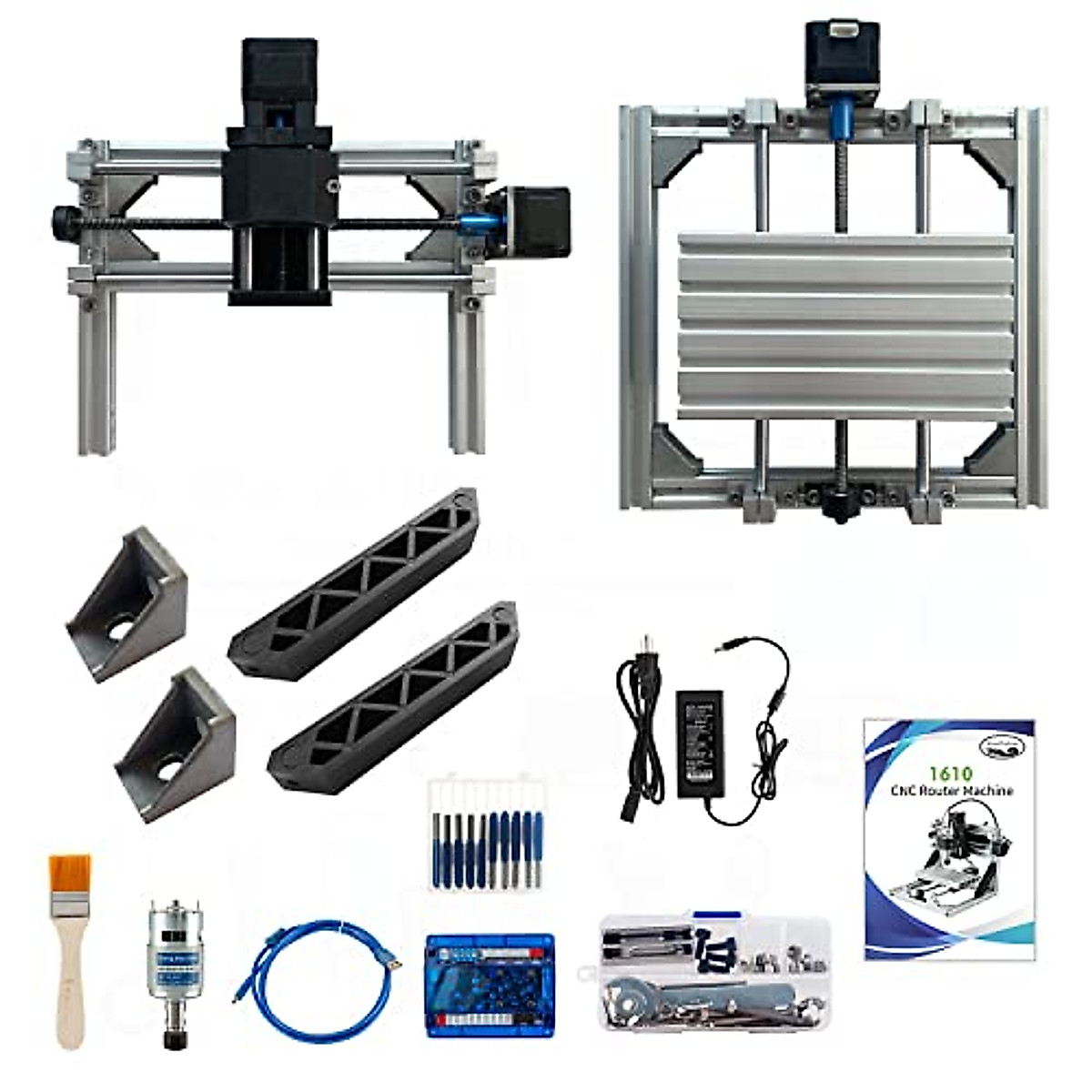 1610 silver color Easy assemble CNC Router Machine Milling Machine Aluminum profiles GRBL Control for Plastic Acrylic PCB PVC Wood Plexiglass Brass Soft metals Carving DIY Ideas