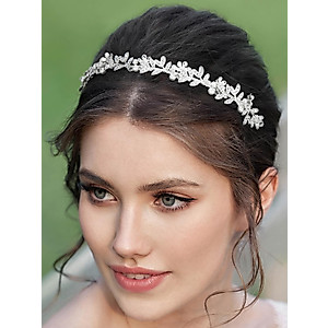 SWEETV Crystal Hair Vine and Headpiece - Bridal Hair Accessories for Women and Girls, Silver