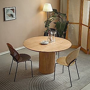 LAKIQ Modern Round Dining Table 35.5’’ Wide Pedestal Dining Room Table Contemporary Wooden Kitchen Dining Table for Small Space Small Apartment(Brown)