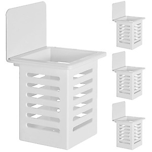 4pcs Nail- Wall-mounted Drain Storage Rack Slide Top Tin Containers Bathroom Shower Basket Tableware Storage Bucket Sink Office White Pp Toothbrush Holder Nail