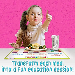 Merka Placemats for Kids, 5 Pack Educational Placemat, Non-Slip, Washable, Reusable, Learning Math - Addition, Subtraction, Multiplication and Division, 17"x11" Kids Placemats for Dining Table