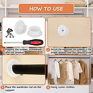 Amyhill Plastic Closet Pole Socket White Closet Rod Holders Rod Bracket Shower Holders Wardrobe Tube Support for Bathroom Curtain Clothing Store, 1-3/8 Inch(32 Pcs)