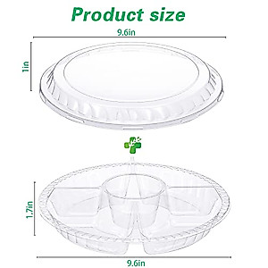 10 Pieces Appetizer Serving Trays with Lids Party Veggie Fruit Snack Trays with Lid Disposable Compartment Serving Platters Vegetable Salad Food Serving Containers (Clear,8.7 x 8.7 x 2.4 Inch)