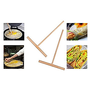 DS. DISTINCTIVE STYLE Crepe Spreader 2 Pieces 6.1 Inches x 4.7 Inches Natural Wooden T-Shaped Tool for Crepes Wooden Crepe Maker Pancake Maker Tool