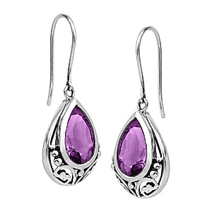 Silpada 'Thistle' Natural Amethyst Drop Earrings in Sterling Silver