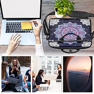 Floral Ethnic Mandala Laptop Computer Bag Waterproof Shoulder Messenger Bag 13-15 inch Durable Laptop Tote Bag with Shoulder Strap Handle Lightweight Crossbody Briefcase