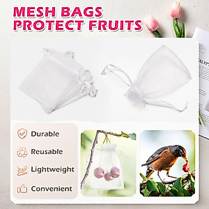 ANZNKU 50 Pack White Organza Bags 3x4 Inch, Mesh Gift Bags Candy Bags Small Mesh Bags Drawstring Favor Bags for Party Wedding Christmas