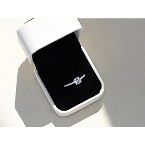 LEMON GRASS 1 Ct Halo Solitaire Cubic Zirconia Promise Engagement Ring 925 Sterling Silver Ring Size 6.5