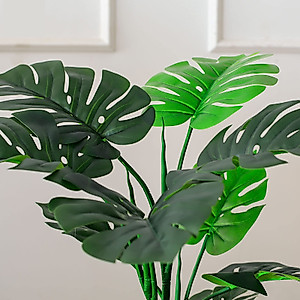 kutuuhome Fake Plants Artificial Monstera Deliciosa Plant Fake Tropical Palm Tree Perfect Faux Swiss Cheese Plant for Home Garden Office Store Decoration (2, 43 Inch)