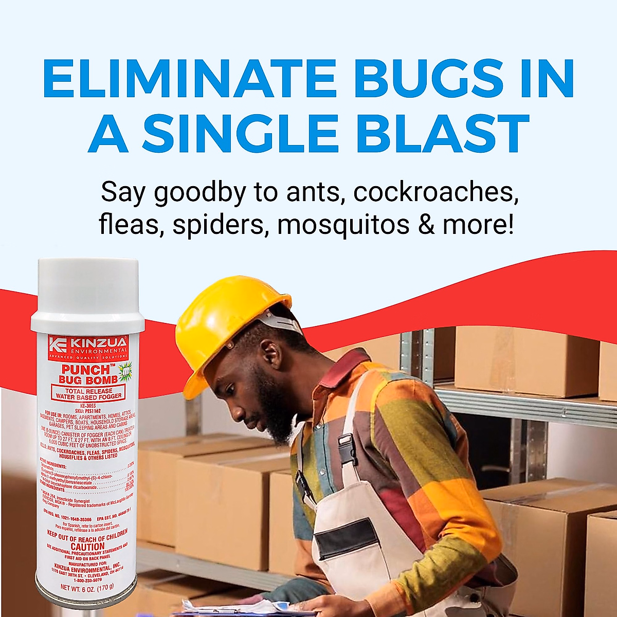 Kinzua Environmental Punch Bug Bomb, Insect Fogger Kills All Mosquito, Cockroach, Flea, Ant, Spider & More, Insect Foggers for Indoor & Outdoor Use, Non-Staining, Water-Base Formula, 6 oz, Pack of 3