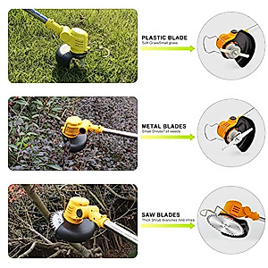 Electric Weed Wacker String Trimmer, 3 in 1 Cordless Weed Eater Lawn Grass Edger with 2 Batteries & 1 Quick Charger for Garden and Yard (Yellow)