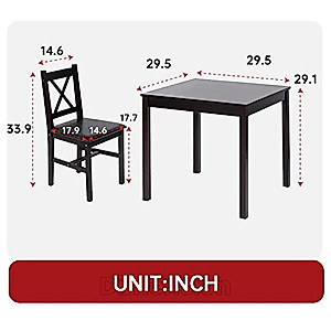 FDW Wooden Kitchen Dining Table and Chairs for Saving Space Dinning Room Restaurant Pub,Dark Brown