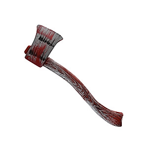 Nicky Bigs Novelties Adult Fake Plastic Bloody Axe Prop - 3 Piece Long Axe Handle Lumberjack Costume Halloween Decoration