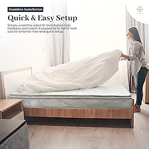 Aylas Furniture Twin Bed Mattress - 12 Inch Hybrid Twin Mattress with High Density & Comfort Cold Foam with Continuous Coil Bonnell Springs - Eco-Friendly, Breathable Twin Size Mattress Medium Firm