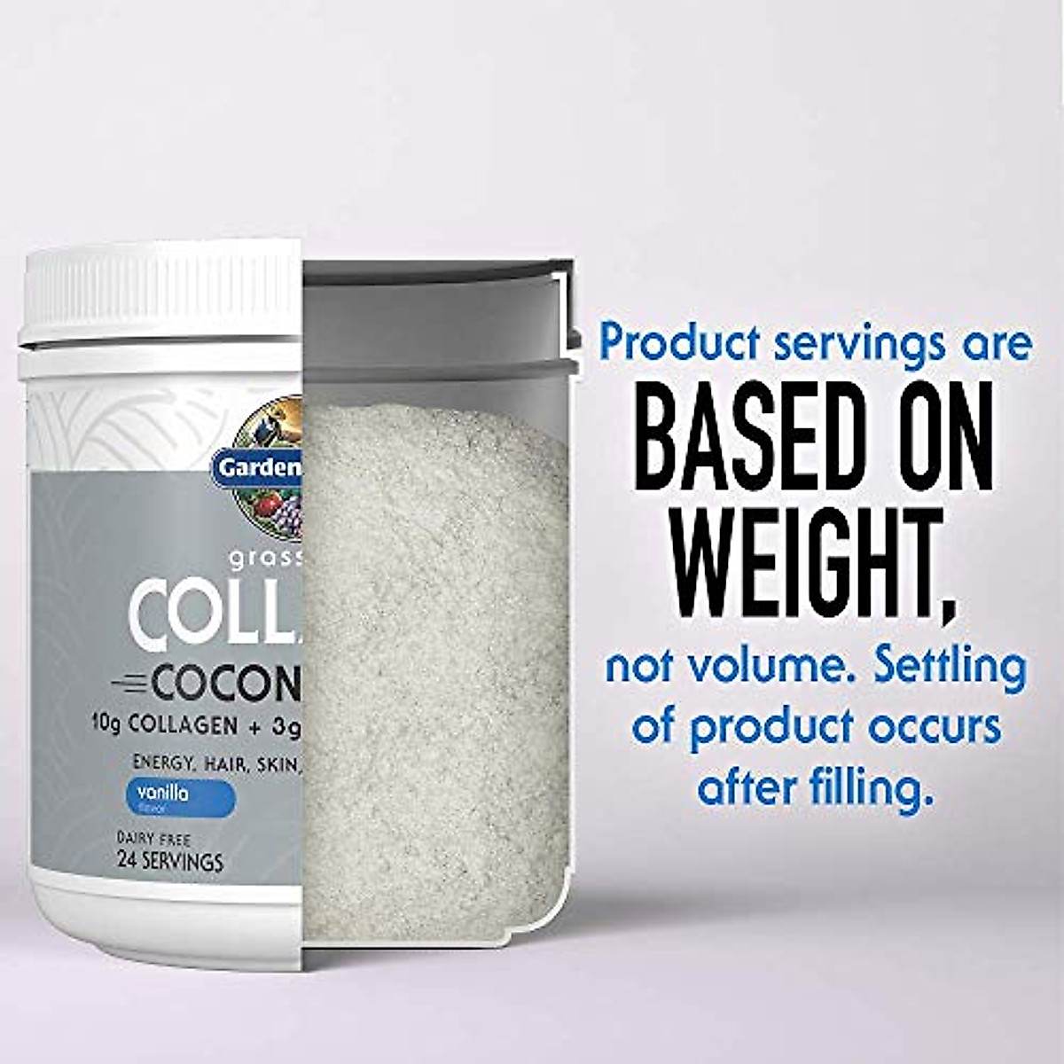 Garden of Life Grass Fed Collagen Coconut MCT Powder - Vanilla, 24 Servings, Collagen Powder for Energy Hair Skin Nails Joints, Collagen Peptides Powder, Coconut MCTs, Collagen Protein Supplements
