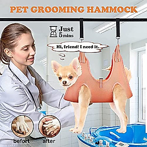 Fotiluck Pet Dog Grooming Hammock for Dogs & Cats, Dog Hammock for Grooming Dog Grooming Harness Bag with Nail Clippers Dog Sling Dog Hanging Harness for Nail Trimming (Cat & Small Dog)