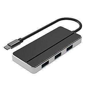 TOPESEL USB C to USB Hub 4 Ports USB Type C to USB Adapter with 4 USB 3.1 Ports, Built-in DC Power Cable Portable Type C Data Hub for PC, Laptop, USB Flash Drive, Hard Disk, Mouse etc, Black/Silver