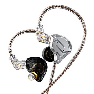 KZ ZS10 Pro in Ear Monitor Earphone, 4BA 1DD Metal Earbuds, HiFi Bass Headphones IEM with Detachable 2 Pin C-Cable(Black,No Mic)