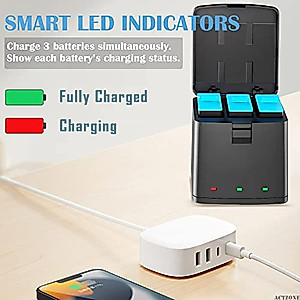 3Pack Hero 11 Batteries for GoPro Hero 11, GoPro Hero 10, GoPro Hero 9 Camera, 3-in-1 Battery Charger for GoPro 11 GoPro 10 GoPro 9 Black Camera ADDBD-001