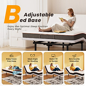 Yireehome Electric Queen Adjustable Bed Frame with Wireless Remote, Head Foot Incline, USB, Underbed Light - Heavy Duty Platform, Easy Assembly, Zero Gravity - Bedframe Basic with Quiet Motor