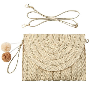 FARVALUE Women's Straw Shoulder Crossbody Bag Summer Woven Purse Beach Straw Envelope Clutch Wallet for Women