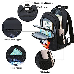 LEDAOU Backpack for Teen Girls School Bags Kids Bookbags Set School Backpack with Lunch Box and Pencil Case (Soccer Black)