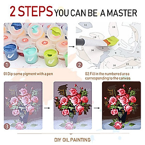 Amphol Paint by Number for Adults, Acrylic Easy Paint by Numbers for Adults Beginner, DIY Painting by Numbers for Gift Home Wall Decor 16”W x 20”L