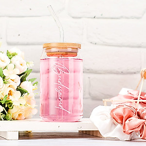 Mumufy 6 Pcs Bridesmaid Gifts Iced Coffee Cup with Bamboo Lids and Straws Jar Cups Bachelorette Cups 6 Pcs Bridesmaid Scrunchies Bachelorette Hair Ties for Proposal Gifts Bridal Wedding Favor