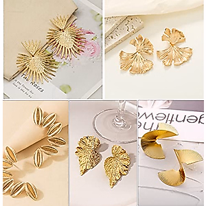 Jewdreamer 9 Pairs Gold Geometric Earrings for Women Exaggerated Statement Earrings Stylish Twisted Ginkgo Leaf Earrings Gold Plated Big Boho Drop Dangle Earrings Jewelry Gift