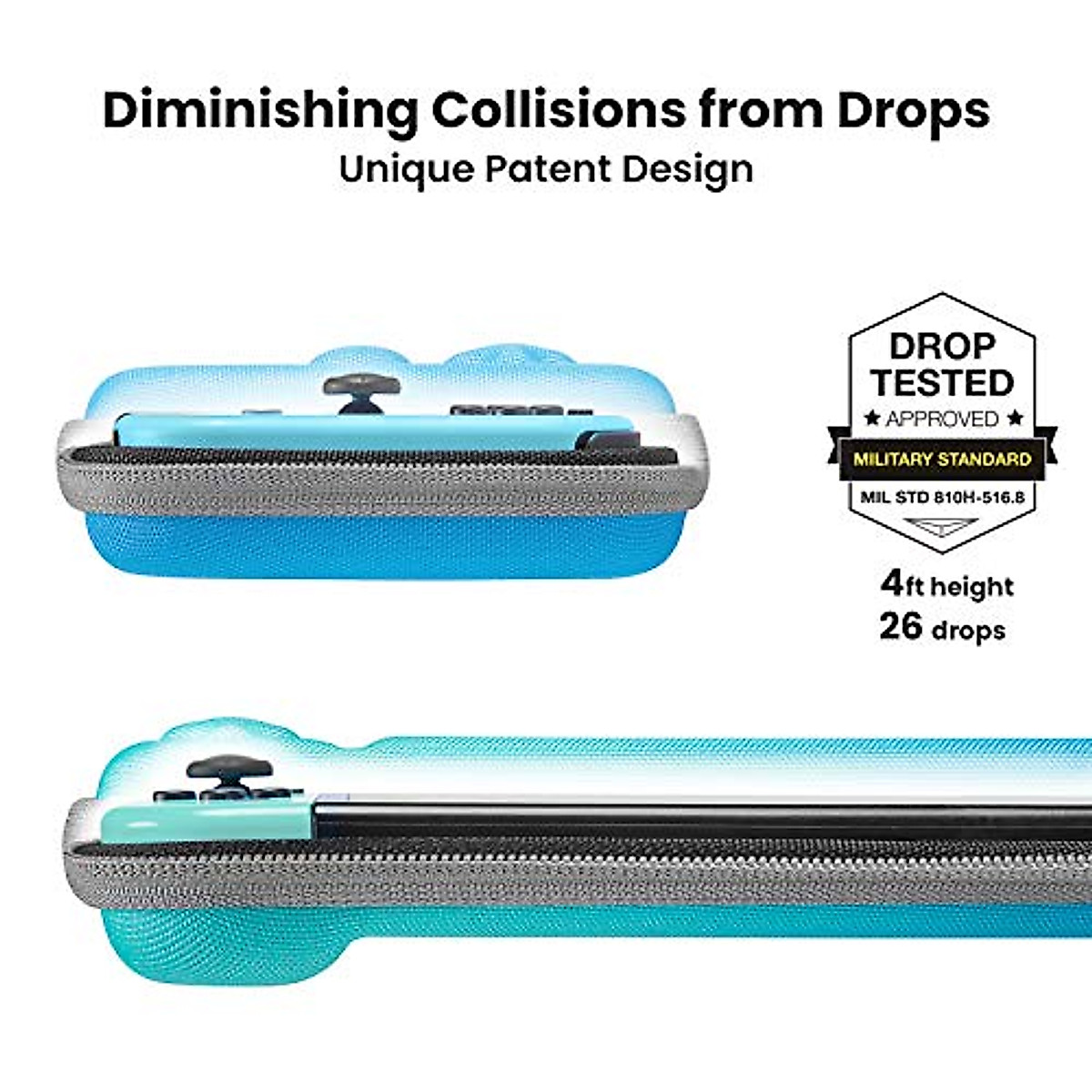 tomtoc Switch Case for Nintendo Switch, Slim Switch Sleeve with 10 Game Cartridges, Protective Switch Carry Case for Travel, with Original Patent and Military Level Protection, Twisted Blue