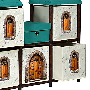 OneSpace 1 Recycled Paper Fantasy Fort Kids Storage Unit, Green and Brown