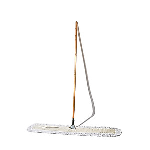 48 Inch White Dust Mop with Wood Handle and 48 Inch Dust Mop Refill Bundle - 1 Mop Sets and 4 Refills