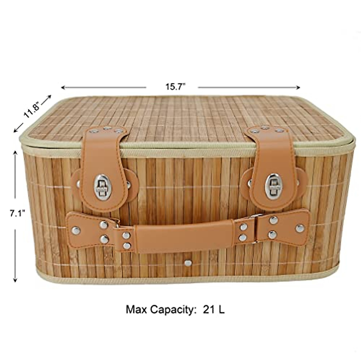 Picnic Basket for 2 with Waterproof Blanket and Insulated Wine Pouch 18Pcs Picnic Basket Set Hamper with Full Cutlery Kit for Two, Family,Couple,Camping,Outdoor,Valentine Day,Wedding Gift, Birthday