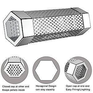 AGHURL Smoke Tube, Premium 6 inches Stainless Steel Pellet Smoker Tube with Cleaning Brush for All Grill or Smoker, Hot or Cold Smoking