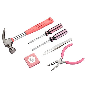 Trimate,PinkTool Set,Includes – Hammer, Screwdriver Set, Pliers (Tool Kit for The Home, Office, or Car)